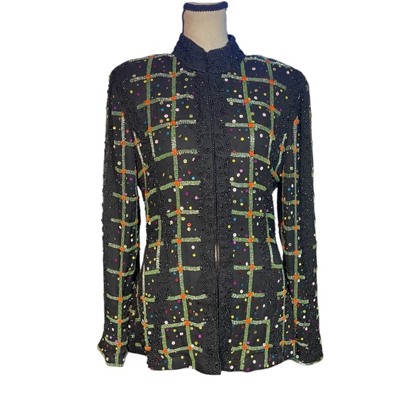 Lew Magram | Tops | Lew Magram Collection Ny Sequin Beaded Blouse ...